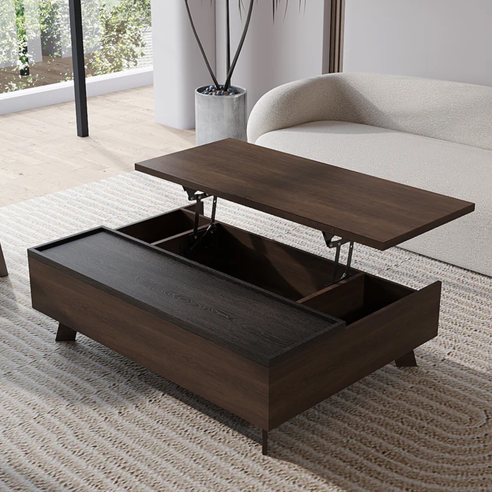 Convertible Storage Coffee Table with Lift Top End Table Walnut black Bed Bath Beyond 39501958